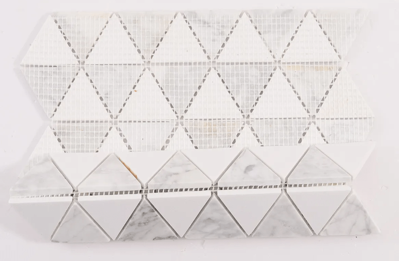 White Equilateral Triangle Honed Stone Mosaic Tiles - EDESIGN